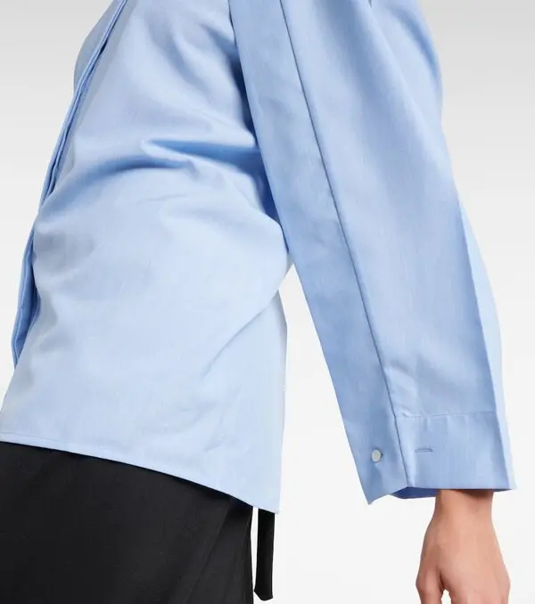 Victoria Beckham Caped Virgin Wool Shirt - Blue
