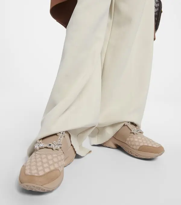 ROGER VIVIER Viv Run Embellished Sneakers - Neutrals