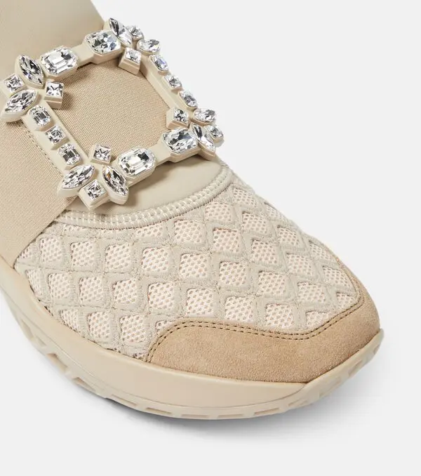 ROGER VIVIER Viv Run Embellished Sneakers - Neutrals