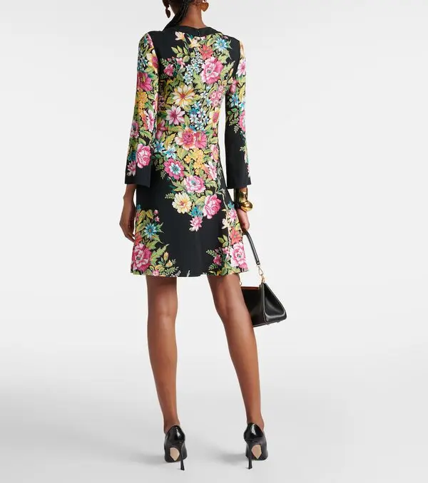 Etro Floral V-neck Mini Dress - Black