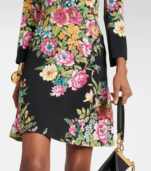 Etro Floral V-neck Mini Dress - Black