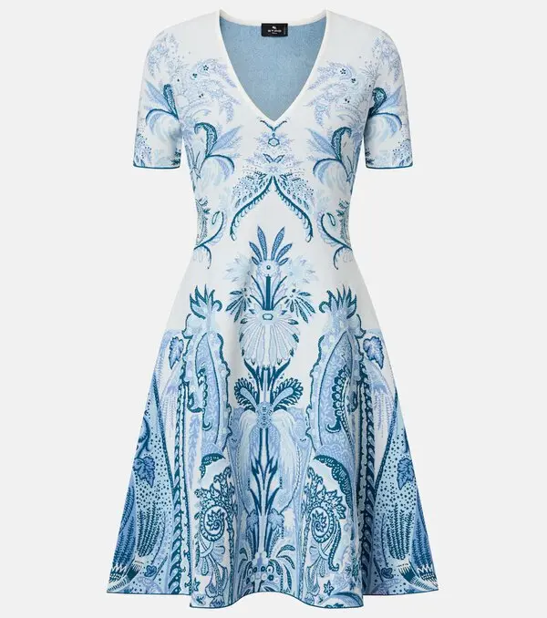 Etro Floral Print Minidress - Blue