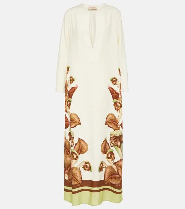 ADRIANA DEGREAS Arisaema Printed Maxi Dress - White