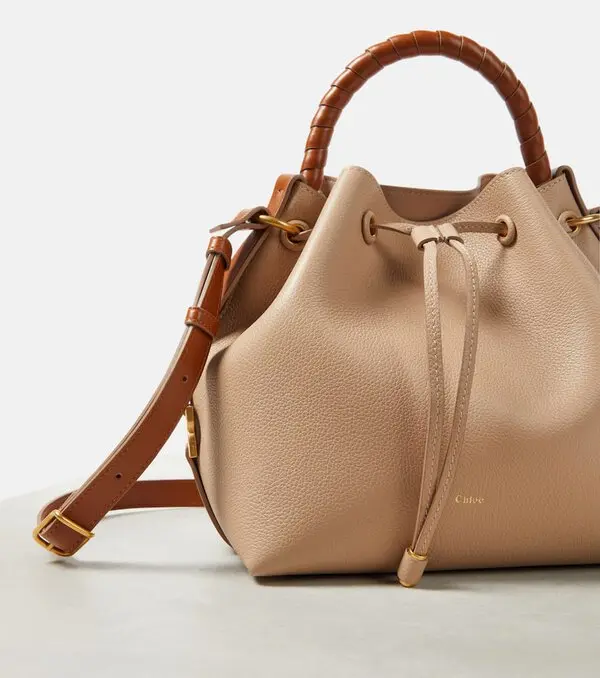Chloé Marcie Small Leather Tote Bag - Beige