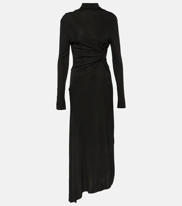 Victoria Beckham Gathered Draped Midi Dress - Black