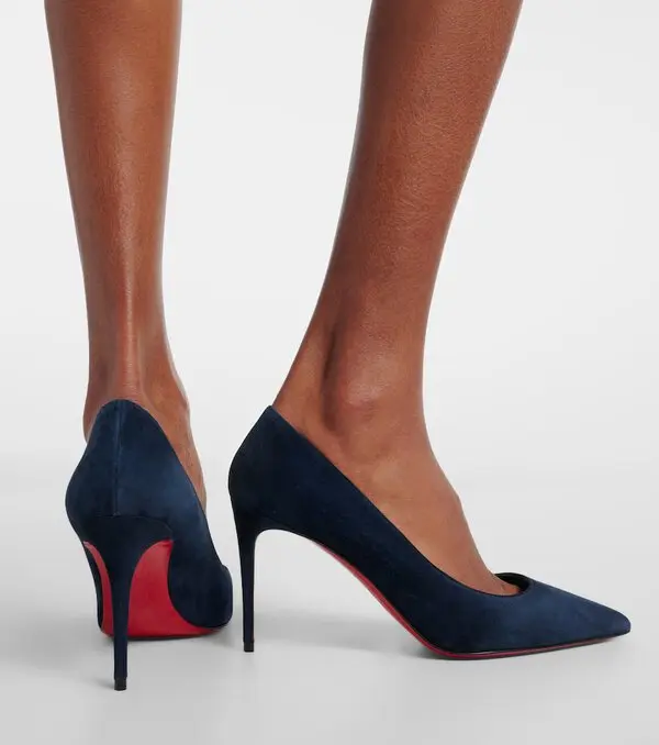 CHRISTIAN LOUBOUTIN Kate Suede Pointed Toe Pumps - Blue