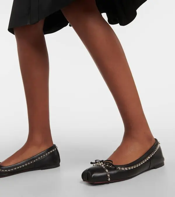 CHRISTIAN LOUBOUTIN Mamadrague Spikes Leather Ballet Flats - Black