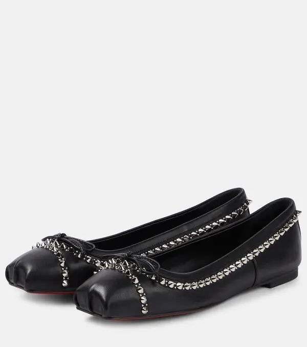 CHRISTIAN LOUBOUTIN Mamadrague Spikes Leather Ballet Flats - Black