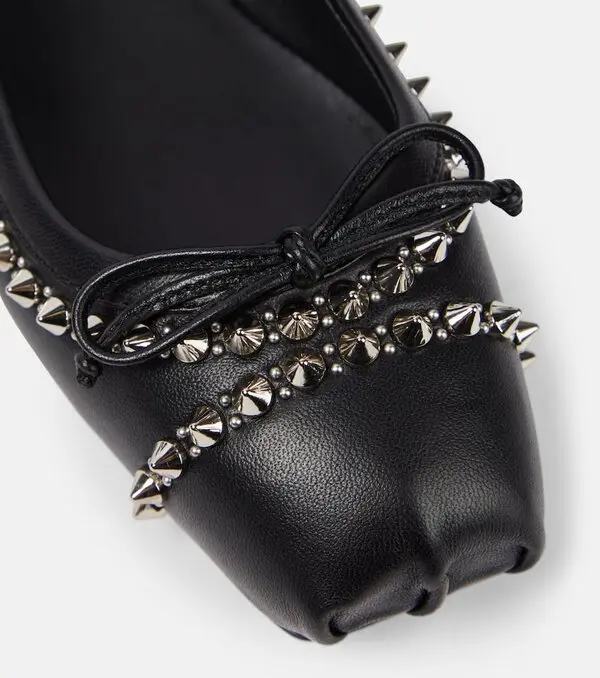 CHRISTIAN LOUBOUTIN Mamadrague Spikes Leather Ballet Flats - Black