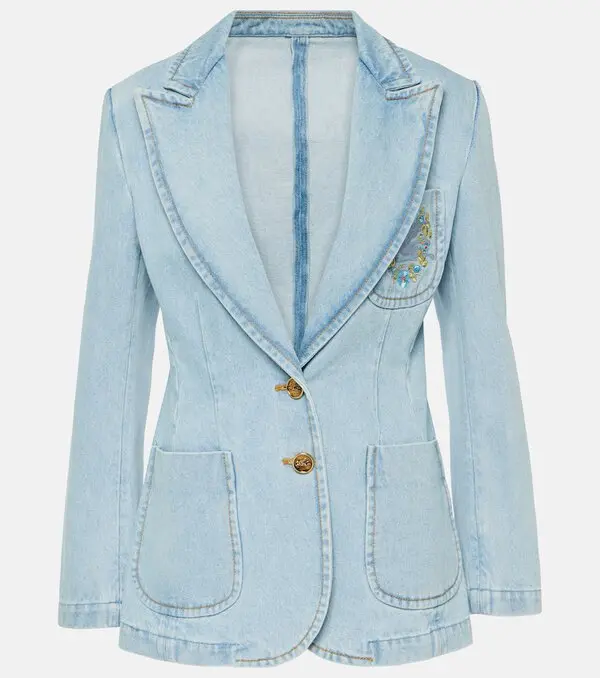 Etro Embroidered Denim Blazer