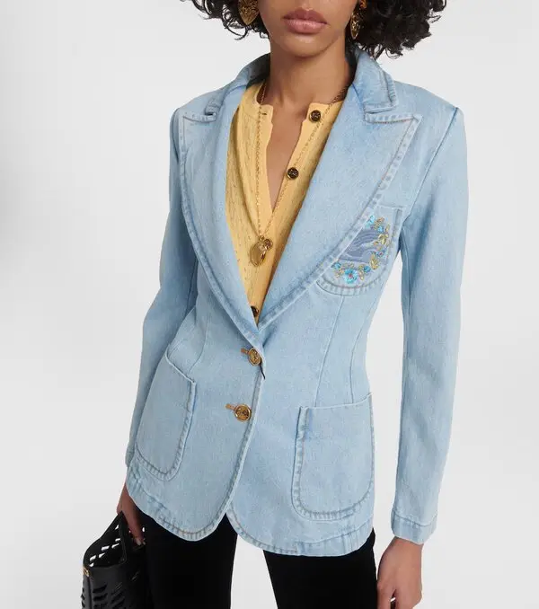 Etro Embroidered Denim Blazer