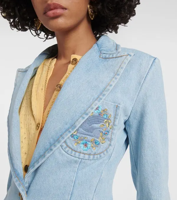 Etro Embroidered Denim Blazer