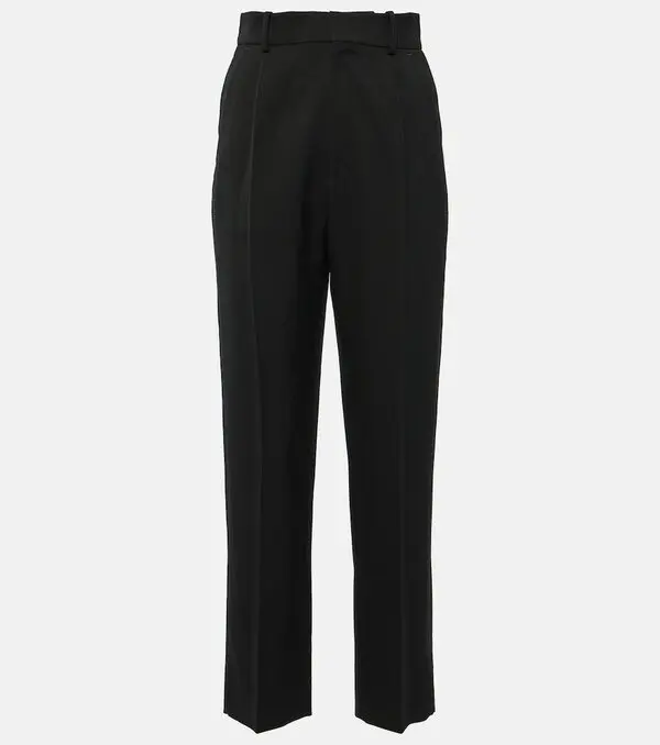 Victoria Beckham High-rise Wool-blend Straight Pants - Black