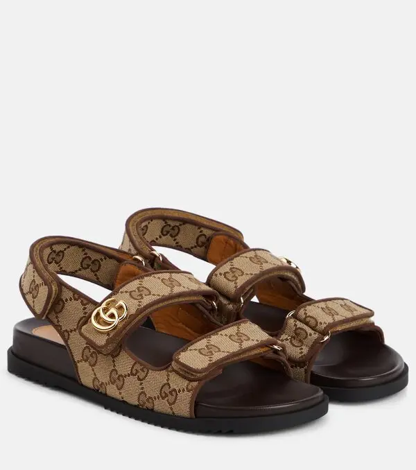 Gucci Double G Canvas Sandals - Beige | Editorialist display picture 1