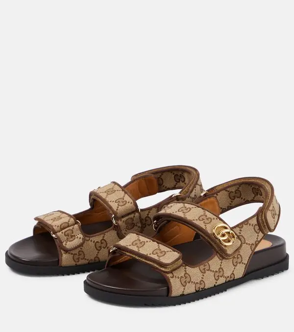 Gucci Double G Canvas Sandals - Beige | Editorialist