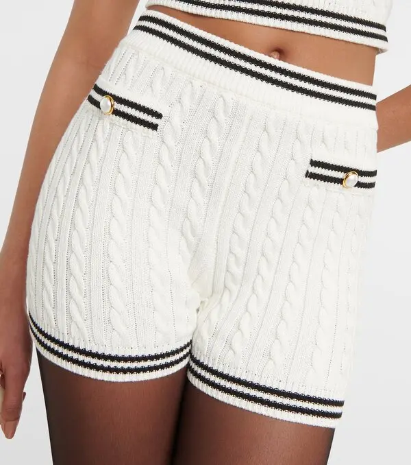 Alessandra Rich Striped Cable-knit Cotton Shorts