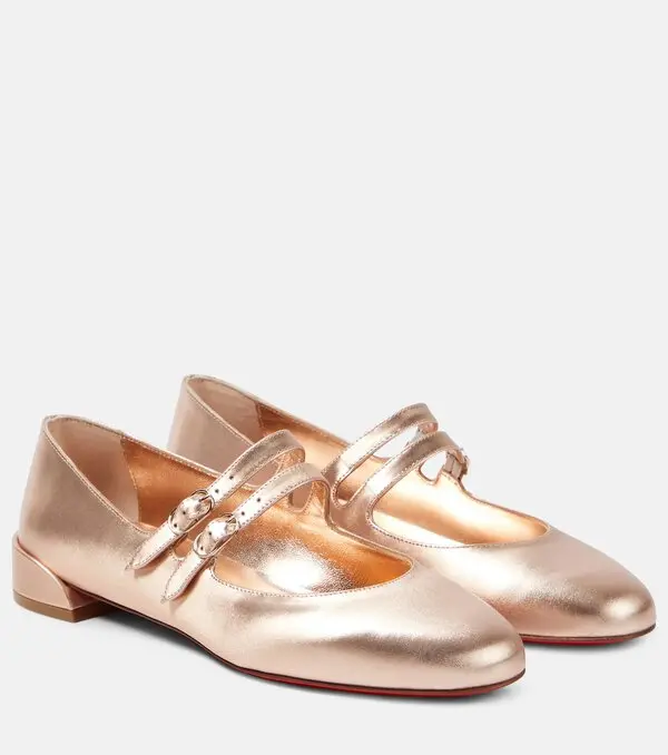 CHRISTIAN LOUBOUTIN Sweet Jane Leather Mary Jane Shoes - Beige