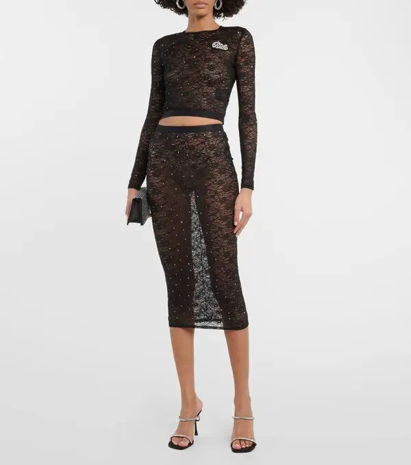 Alessandra Rich Embellished Logo Crop Top