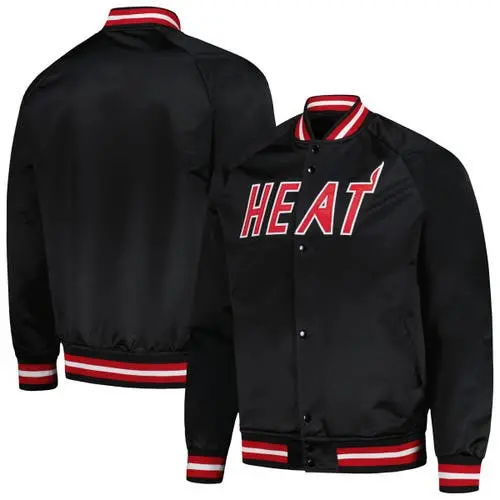 Mitchell & Ness Miami Heat Hardwood Classics Throwback Raglan Full-snap Jacket