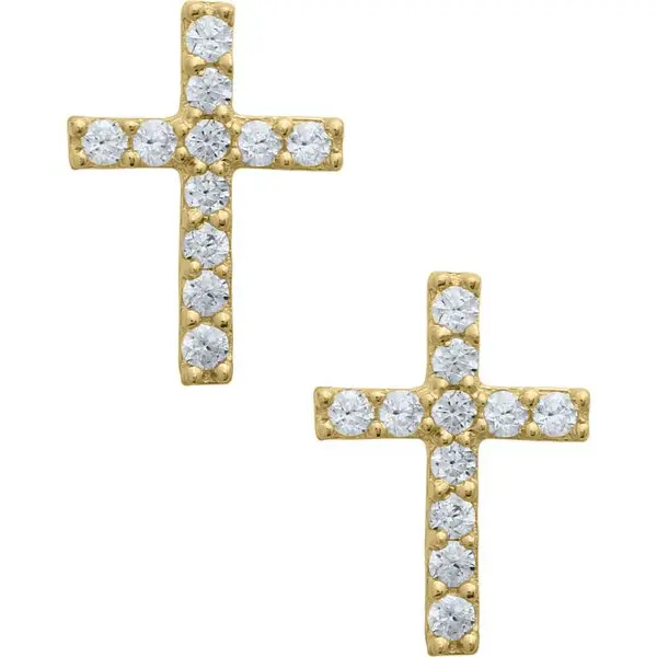 MIGNONETTE 14k & Cubic Zirconia Cross Stud Earrings - Gold