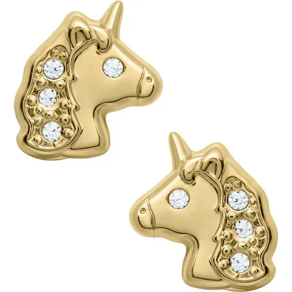 MIGNONETTE 14k And Zirconia Unicorn Stud Earrings - Gold