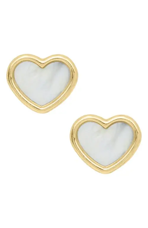 MIGNONETTE 14k And Mother-of-pearl Heart Stud Earrings - Gold