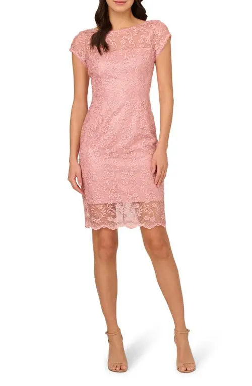 Adrianna Papell Lace Sheath Dress - Blush