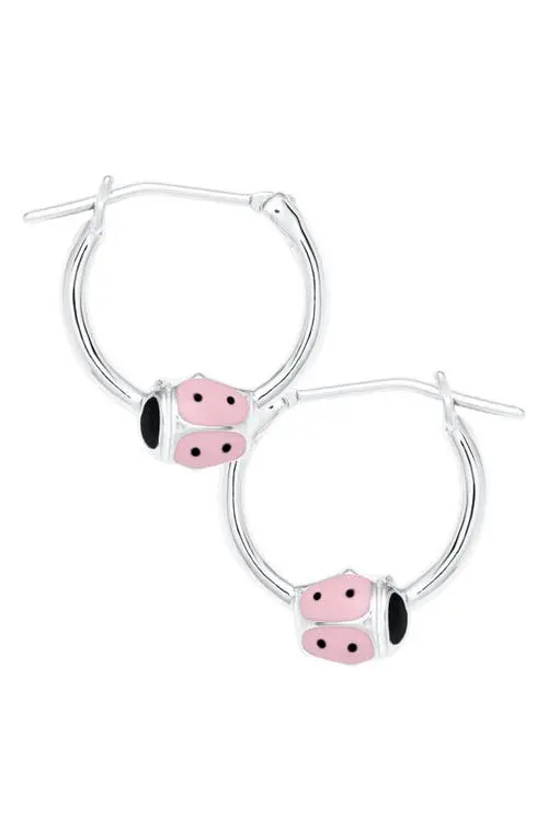 MIGNONETTE Sterling Ladybug Hoop Earrings - Silver