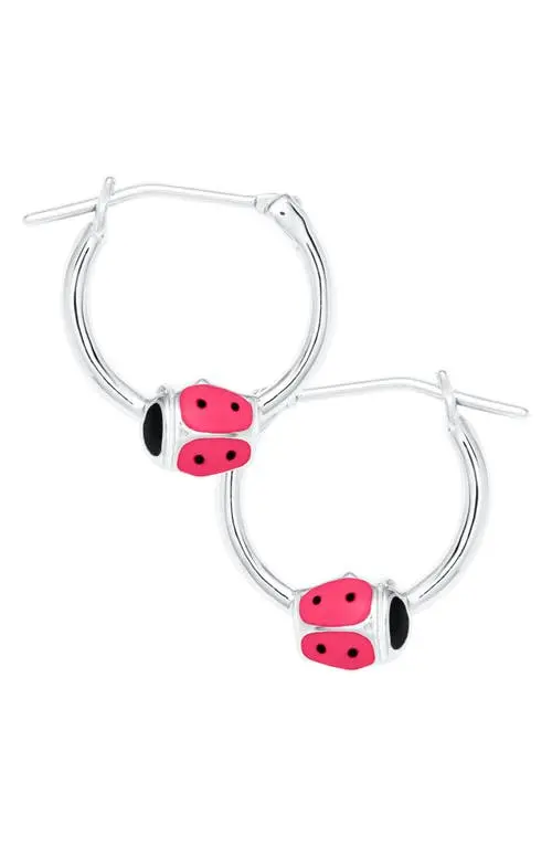 MIGNONETTE Sterling Ladybug Hoop Earrings - Silver