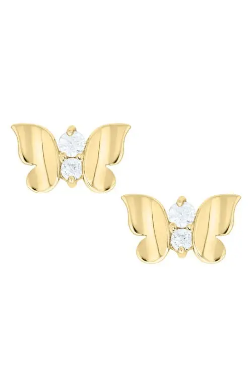MIGNONETTE 14k And Cubic Zirconia Butterfly Stud Earrings - Gold
