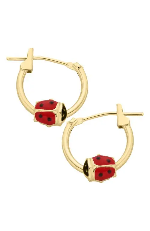 MIGNONETTE 14k Ladybug Hoop Earrings - Gold