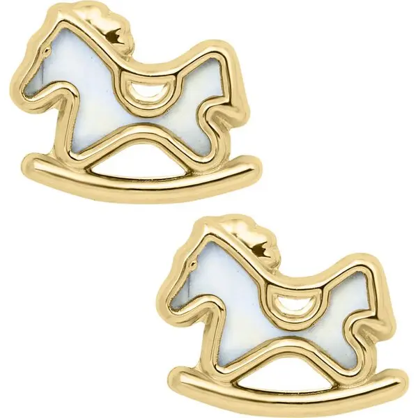 MIGNONETTE 14k & Mother-of-pearl Rocking Horse Stud Earrings - Gold