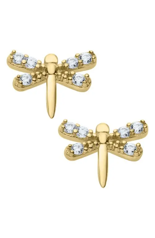MIGNONETTE 14k And Cubic Zirconia Dragonfly Stud Earrings - Gold