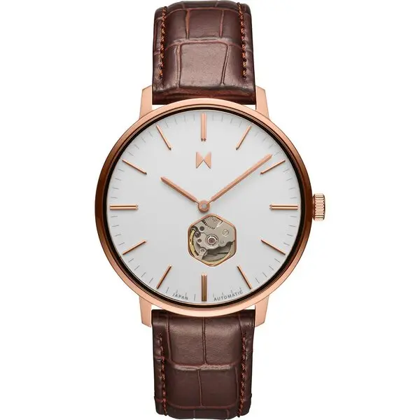 MVMT Legacy Slim Automatic Strap Watch - Dark Brown