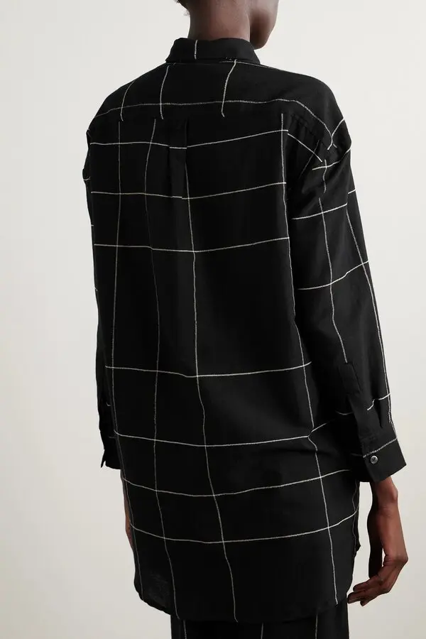 LEMLEM Net Sustain Mariam Checked Cotton-blend Shirt - Black