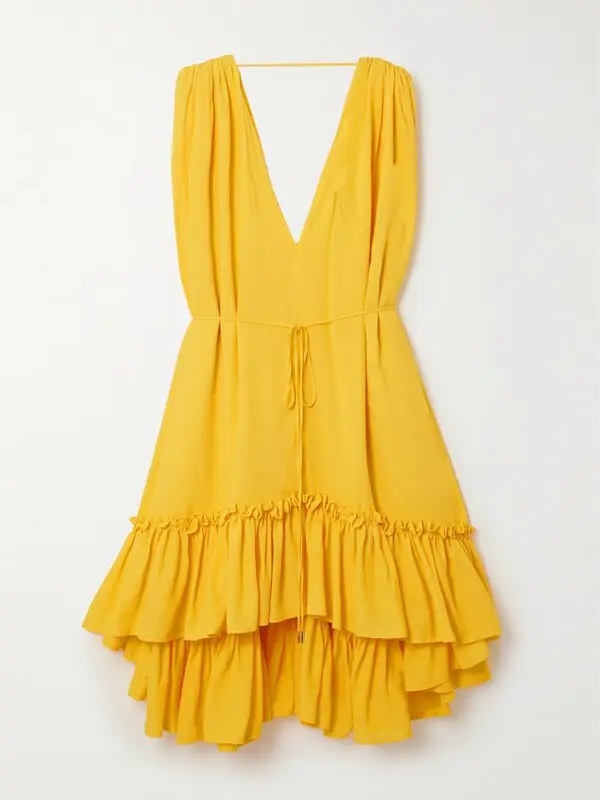 AZ FACTORY Marilyn Ruffled Crepe Midi Dress