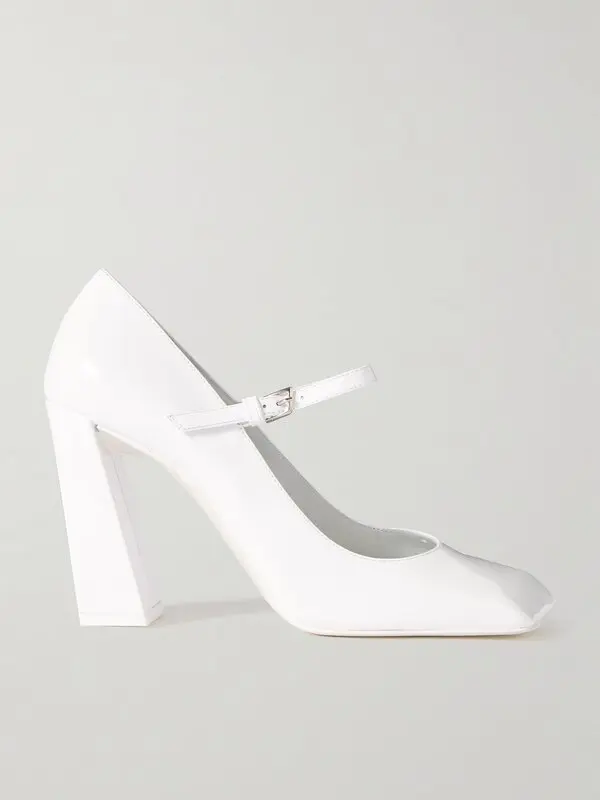 Amina Muaddi Charlotte Patent-leather Pumps - White