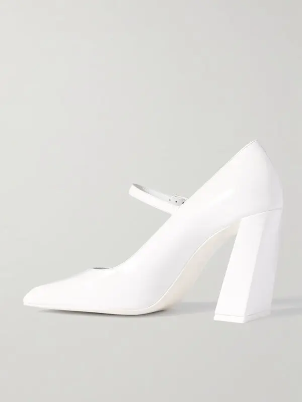 Amina Muaddi Charlotte Patent-leather Pumps - White