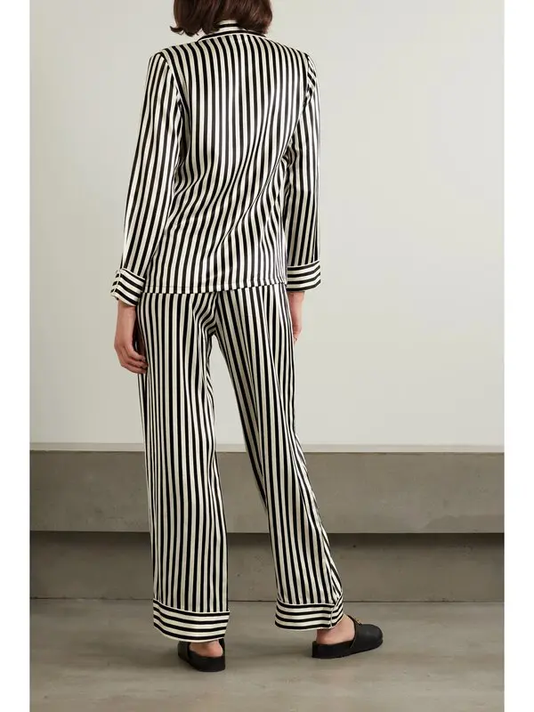 Olivia Von Halle Lila Striped Silk-satin Pajama Set