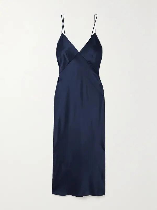 Olivia Von Halle Issa Silk-satin Nightdress - Blue