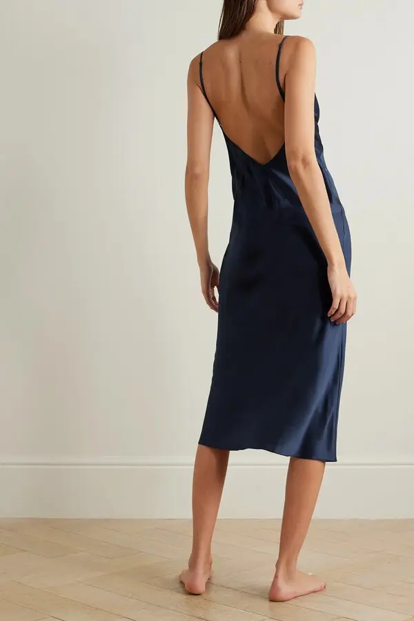 Olivia Von Halle Issa Silk-satin Nightdress - Blue