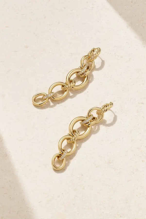 David Yurman Dy Mercer Diamond Earrings - Gold