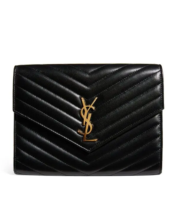 Saint Laurent Small Envelope Clutch Bag - Black