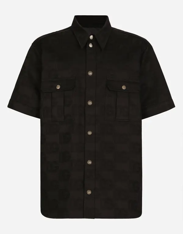 Dolce & Gabbana Cotton Jacquard Shirt With Dg Monogram