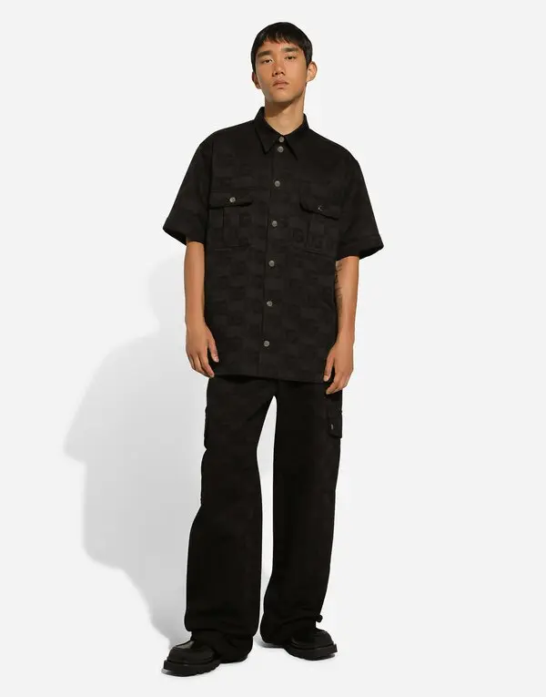 Dolce & Gabbana Cotton Jacquard Shirt With Dg Monogram