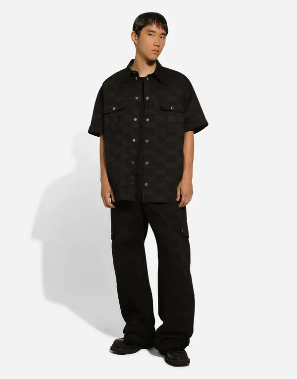 Dolce & Gabbana Cotton Jacquard Shirt With Dg Monogram