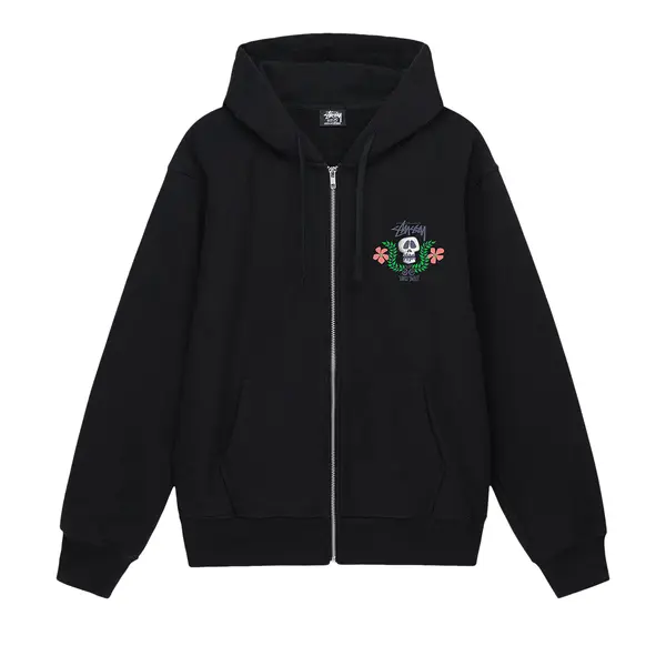 StÜssy Skull Crest Zip Hoodie - Black