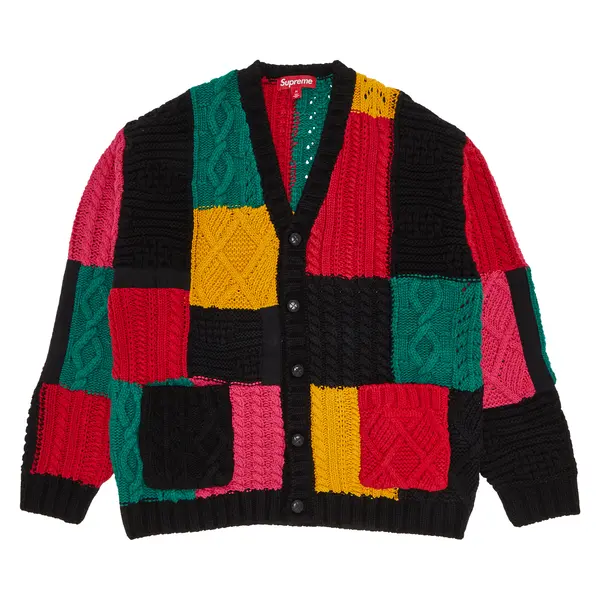 トップス supreme patchwork cable knit cardigan S Supreme Patchwork Cable Knit Cardigan (FW23) - $198