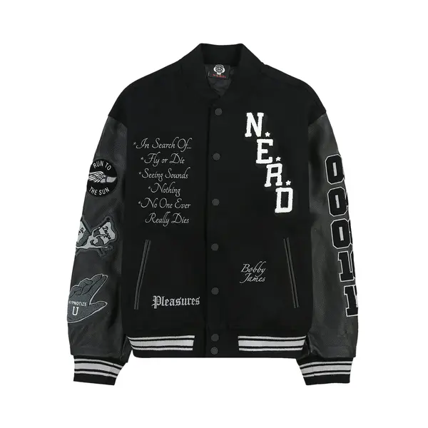 PLEASURES Nerd Varsity Jacket - Black
