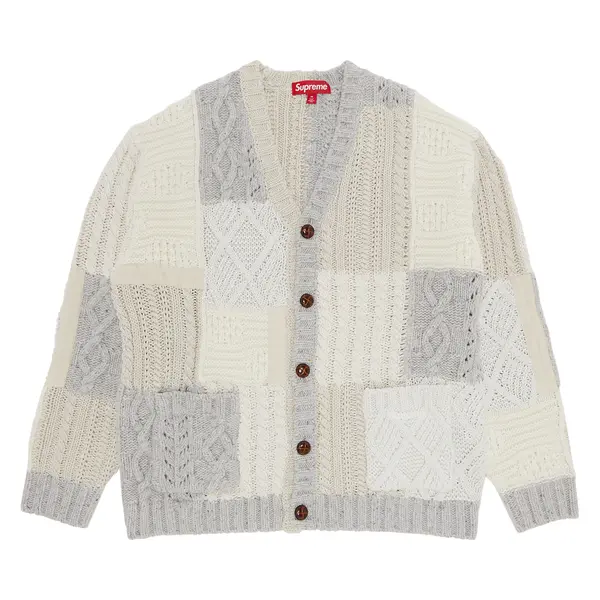 Supreme Patchwork Cable Knit Cardigan - Cream
